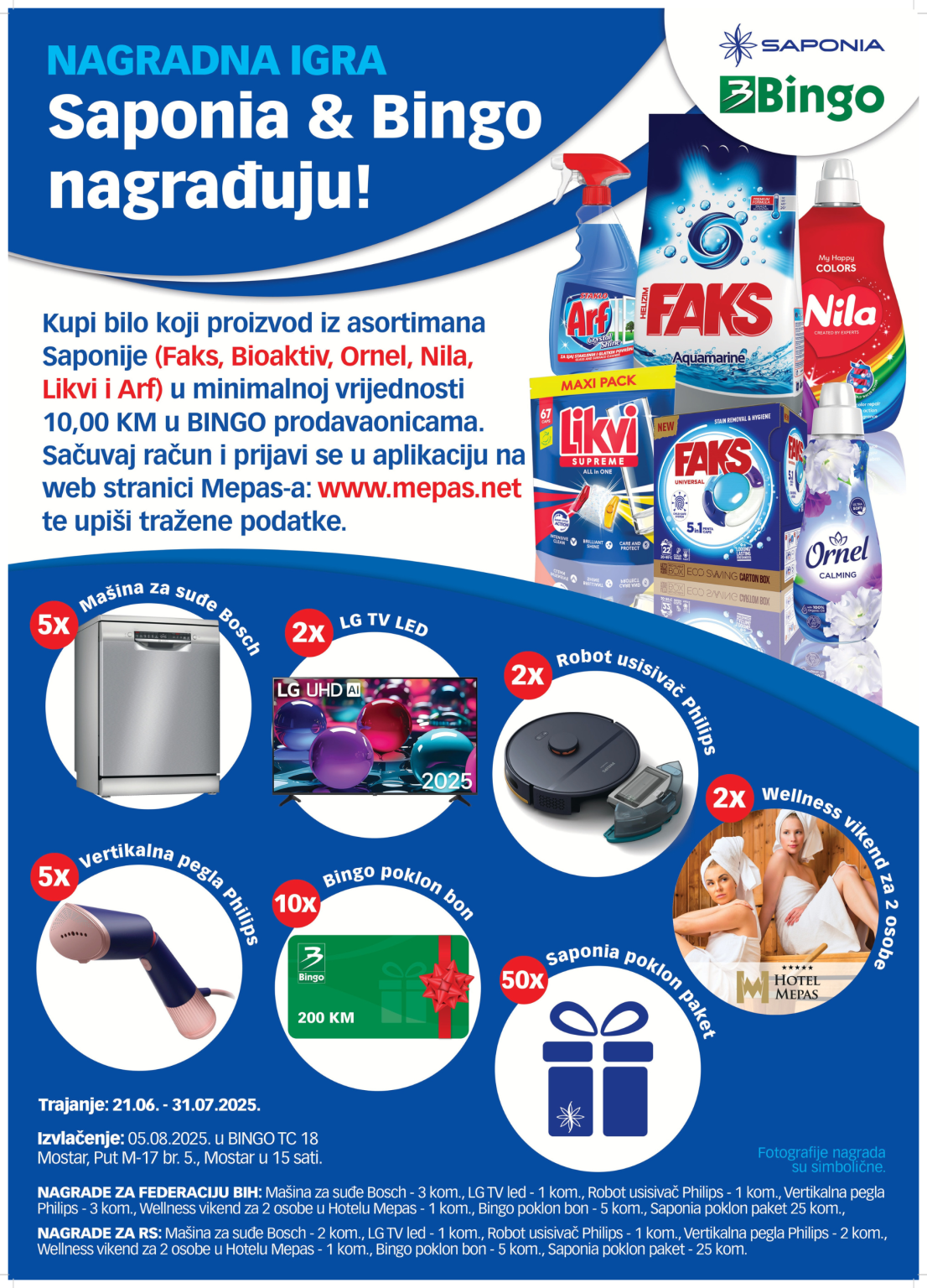 Pravila nagradne igre "Saponia i Bingo" - Najveći trgovački lanac u BiH